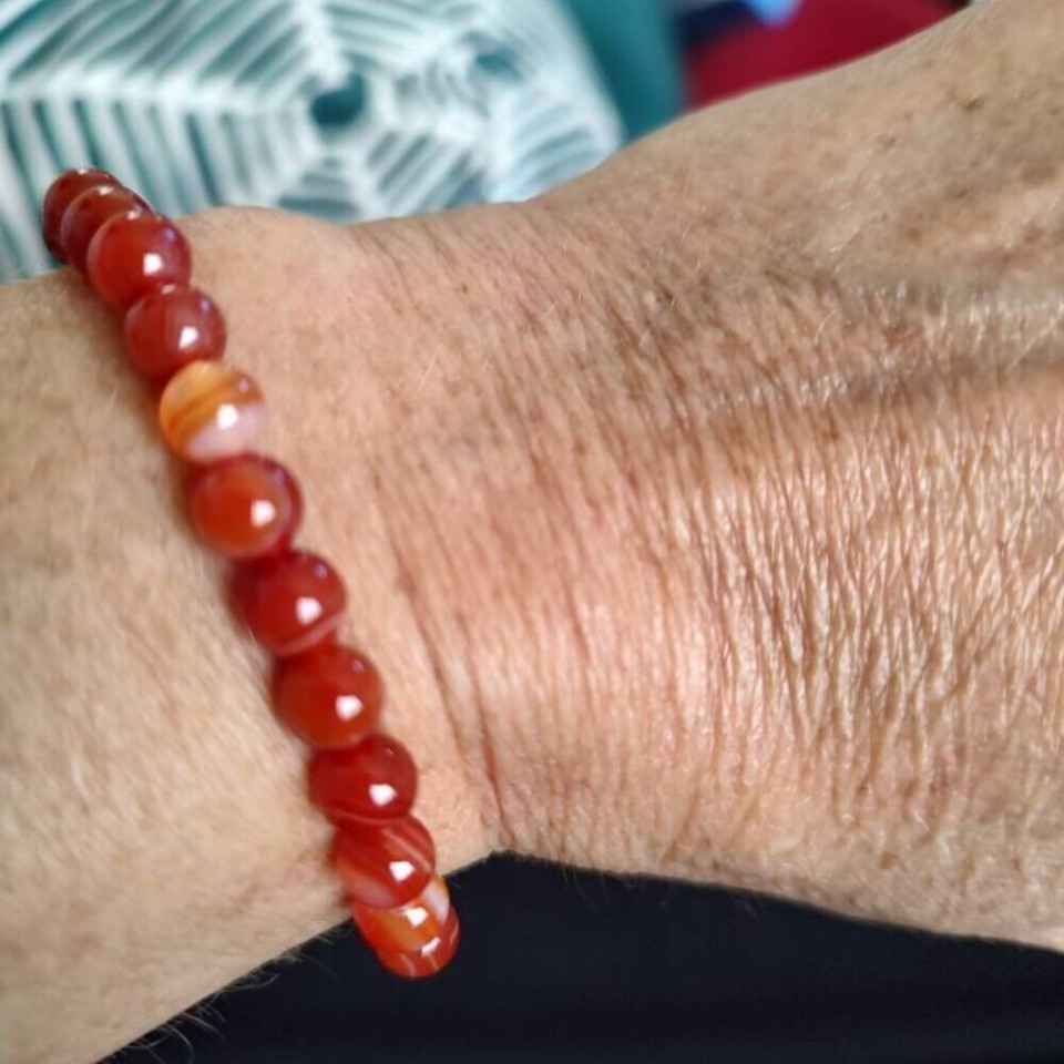 Natural Sardonyx Stone Bracelet Red Sardonyx Gemstone Stretch Bracelet ...