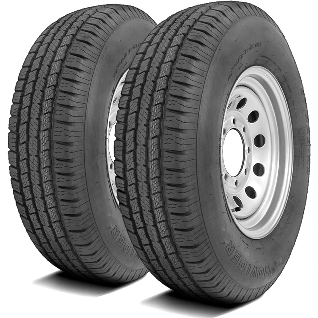 2 Taskmaster Provider ST 225/75R15 10 Ply Trailer 5x4.5 Modular Silver ...