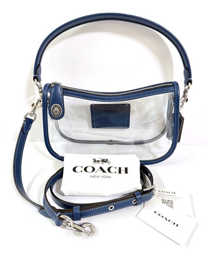 Coach Stadium Swinger Bag Clear with Blue + Coach Dust Bag NWT | eBay
