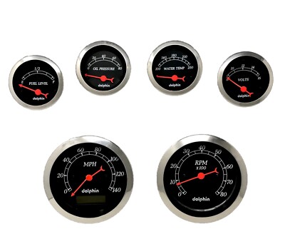 6 Gauge Hot Rod Street Rod Universal Dash Set Programmable Speedometer ...