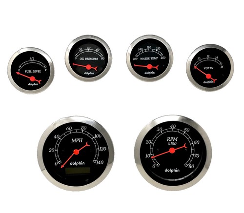 6 Gauge Hot Rod Street Rod Universal Dash Set Programmable Speedometer ...