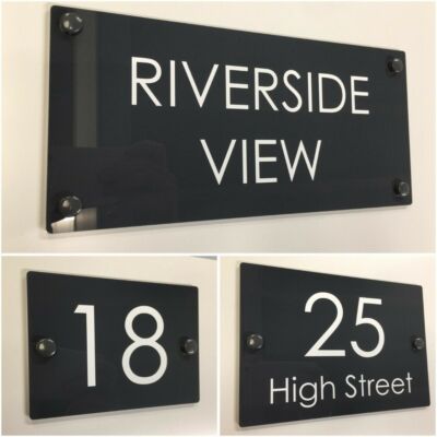Modern House Sign Plaques Door Number Street Acrylic Personalised Name ...