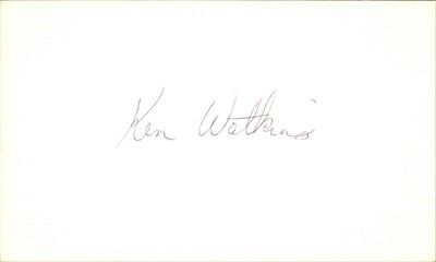 Kenneth Watkins Signed 3x5 Index Card Cut 1970-76 Rhode Island Red Sox ...