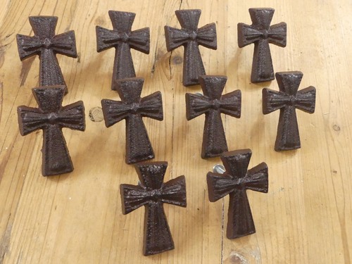 10 Cast Iron Crosses W/ Screws Drawer Cabinet Pulls Handles Dresser ...