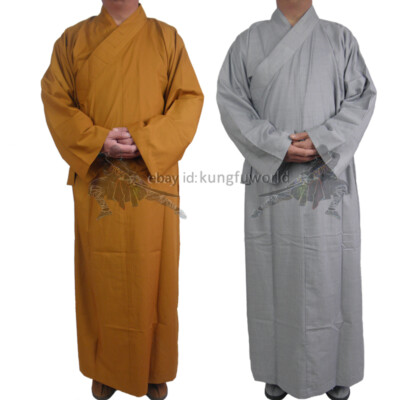 Cotton Shaolin Buddhist Monk Dress Meditation Long Robe Kung fu Suit | eBay