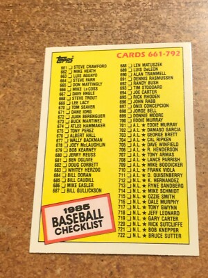 1985 Topps Tiffany Baseball # 784 Checklist Cards 661-792 | eBay