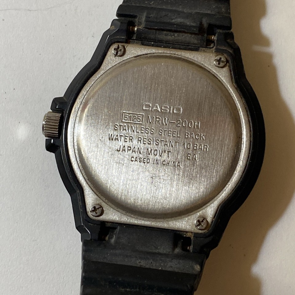 Casio MRW200H-4BV, Analog Watch, Black Resin Band, Day/Date, 100 Meter ...