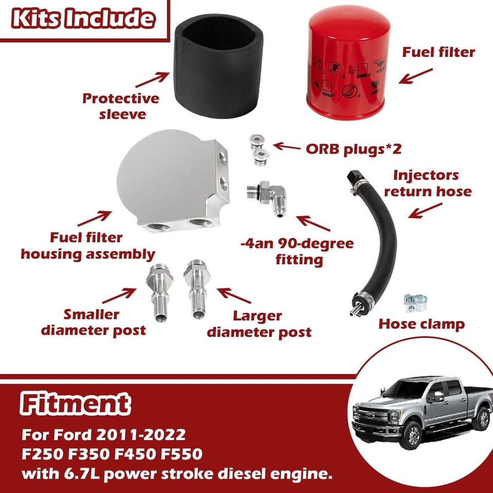21003 Fuel Filter Conversion Kit for Ford 2011-2022 F250 F350 6.7L ...