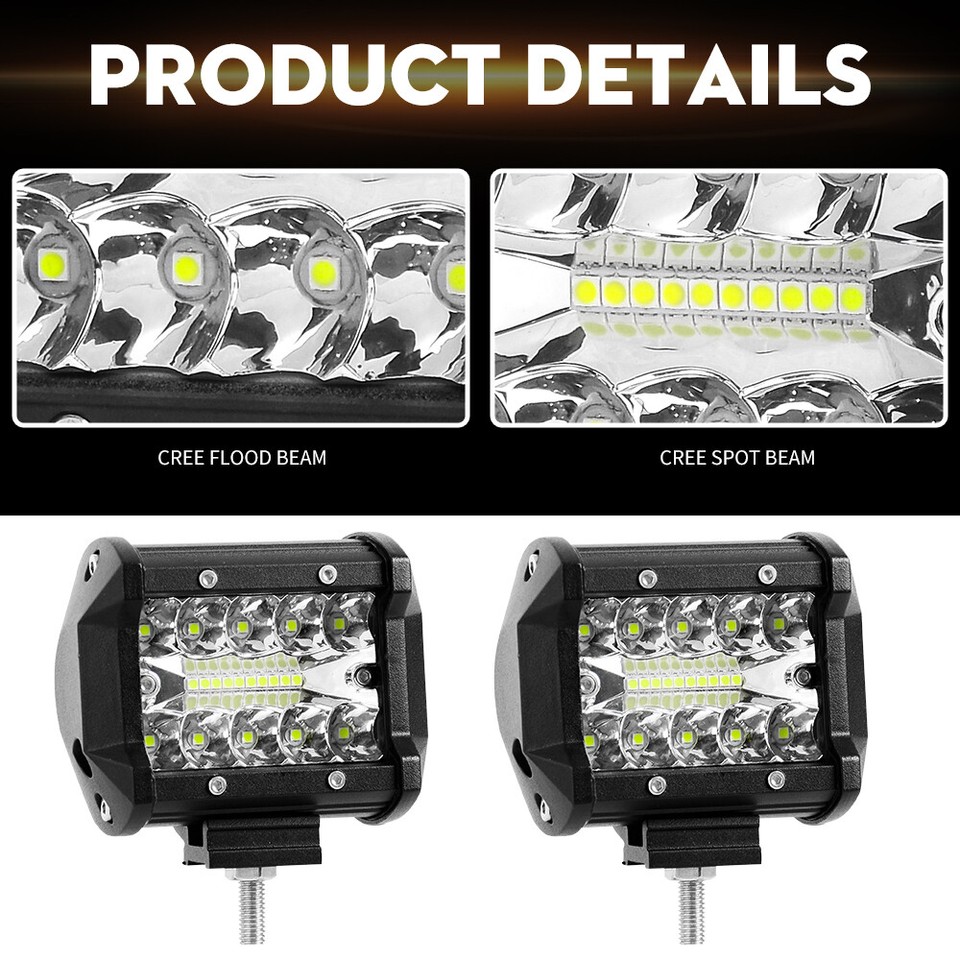 52Inch LED Light Bar Combo +22" +4" CUBE PODS OFFROAD SUV For Jeep Ford ...