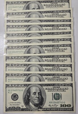 (1 Bill) 2006 A Series UNCIRCULATED SEQUENTIAL $100 Dollar Bill From ...