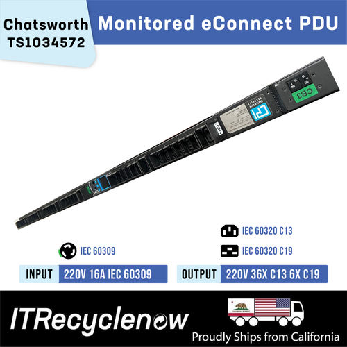 IEC60309 Monitored eConnect PDU 36x C13 6x C19 3Ph 220V / 415V 11.5kW Chatsworth | eBay