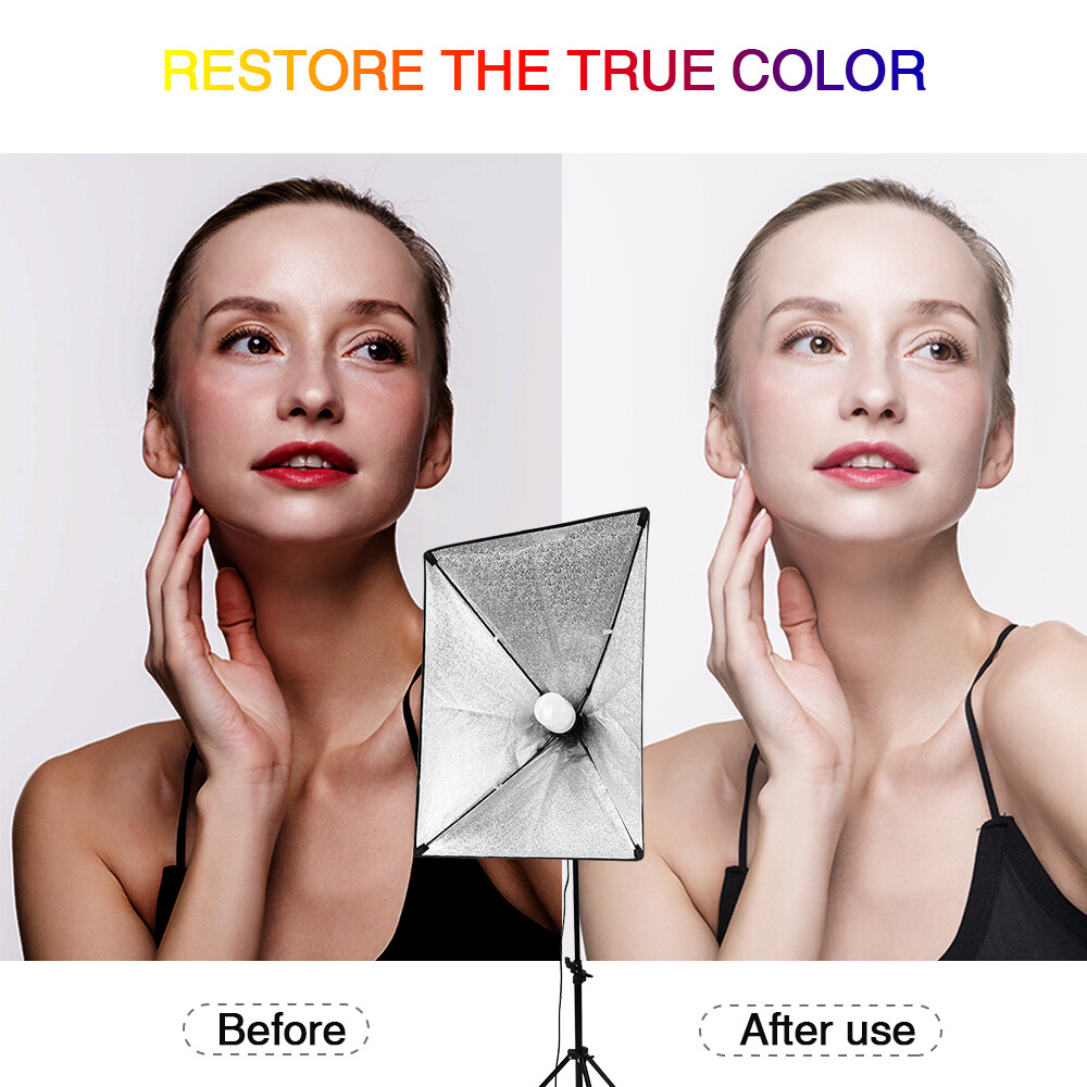 Photography Studio 2x 25W LED Softbox Continuous Lighting Soft Box ...