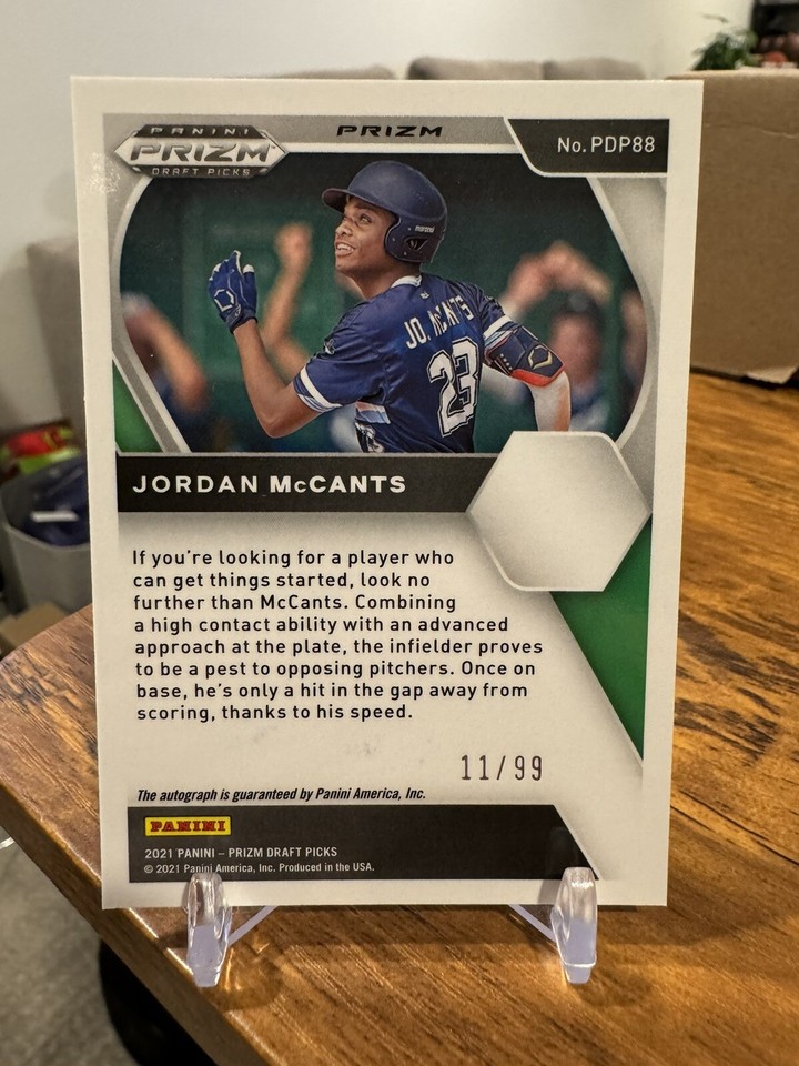 Jordan Mccants 2021 Prizm Draft Picks Miami Marlins Blue Prospect Auto ...