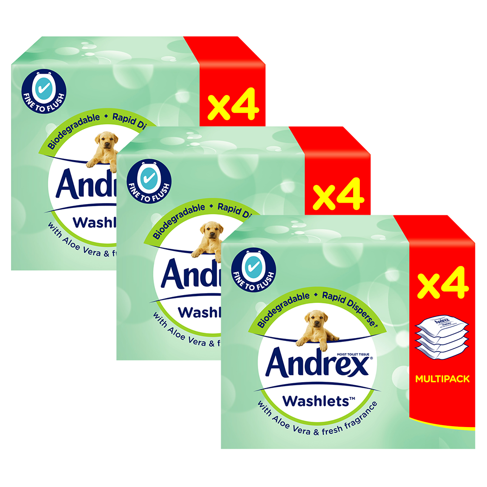 Andrex Washlets Classic Clean Toilet Tissue with Micellar Water - 12 ...