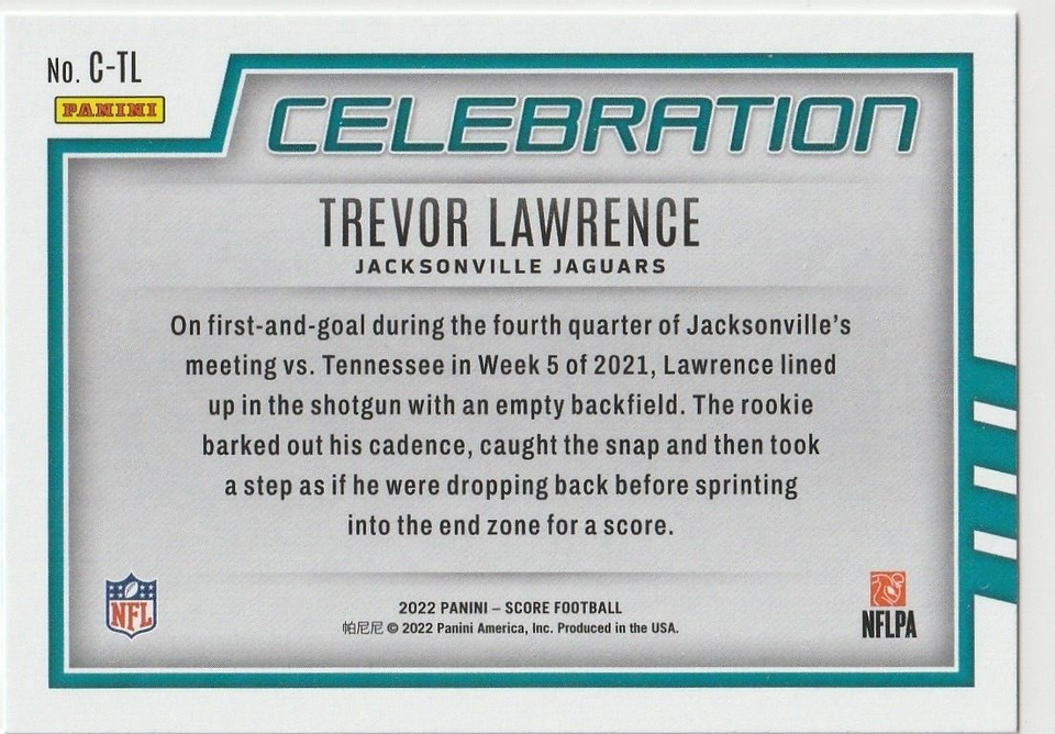 2022 Score Celebration #3 Trevor Lawrence Jacksonville Jaguars | eBay