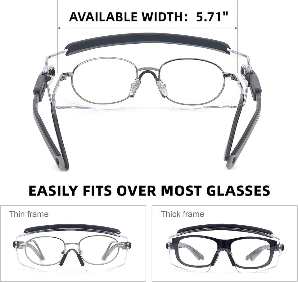 UKNOW Safety Goggles Over Glasses, Anti Fog Glasses with Clear Black | eBay