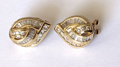 Beautiful ADL 14K Diamond Earrings Omega/Post Backs | eBay