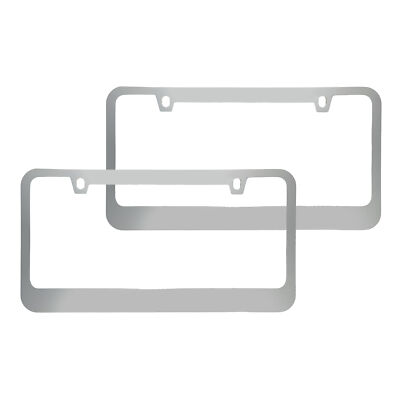2PCS Slim Stainless Steel Plain License Plate Frame Cover Universal ...