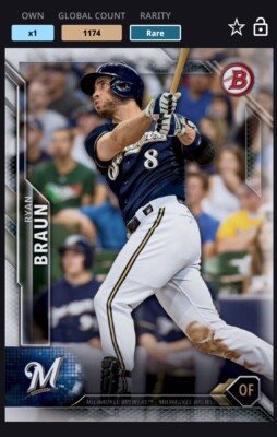 TOPPS BUNT 2018 RYAN BRAUN MUSEUM COLLECTION, MILWAUKEE BREWERS ...