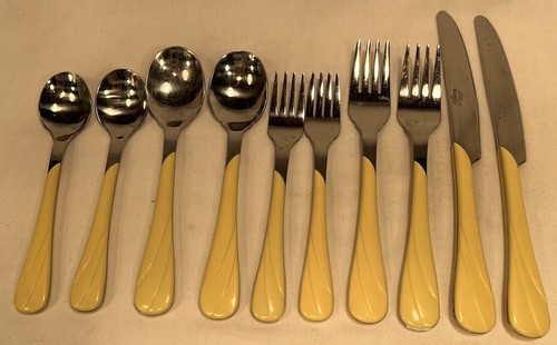 Two 5 Piece Place Settings Fiesta Yellow Swirl Flatware Fiestaware ...