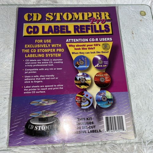 New/Sealed CD Stomper Pro CD Label Refills Kit Incl 100 Die-Cut ...