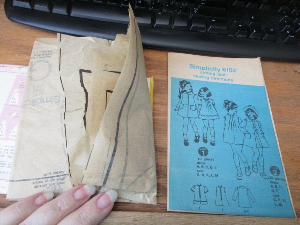 VTG 73 SIMPLICITY 6182 Tdlr Girls Lined Coat & Front Tucked Dress ...