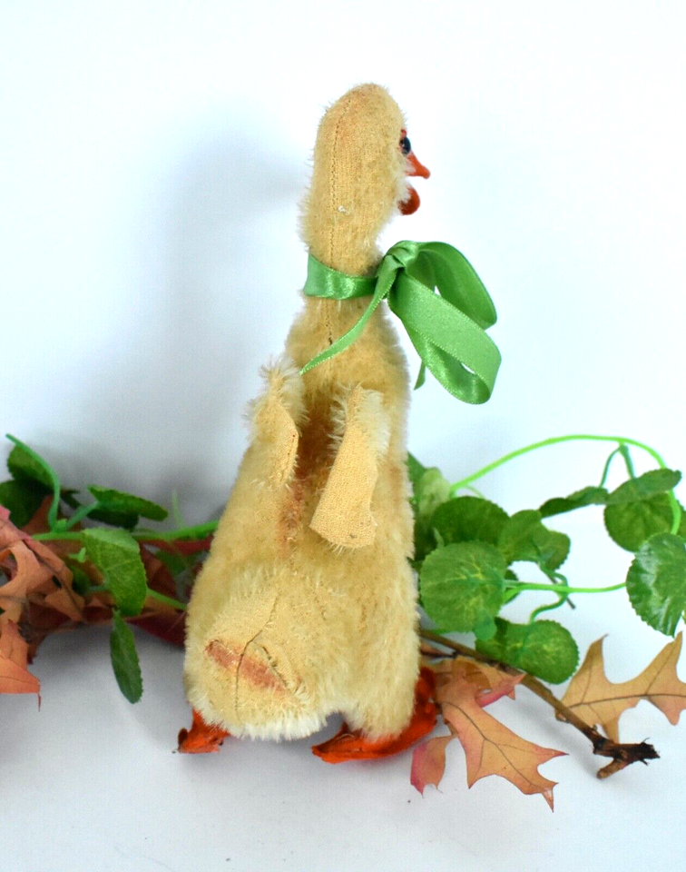 STEIFF ANTIQUE DUCK 1930s Mohair 8.5" Easter Vintage Button Red Tag ...