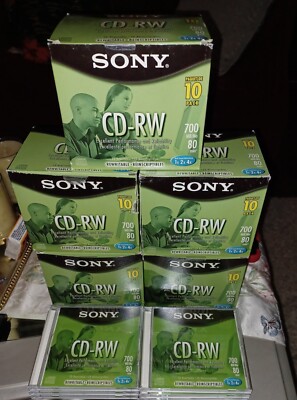 Lot of 56 Sony CD-RW Blank Discs 700MB 80 Min. Rewritable (5 Box of 10 ...