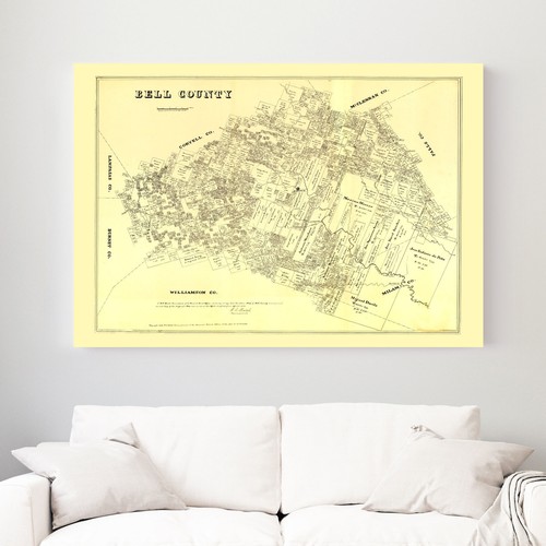 Old Map of Bell County, TX 1879 - Vintage Texas Art | eBay