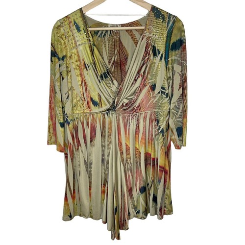 One World Size 1xl Green Boho Flowy Patterned Blouse A10 | eBay