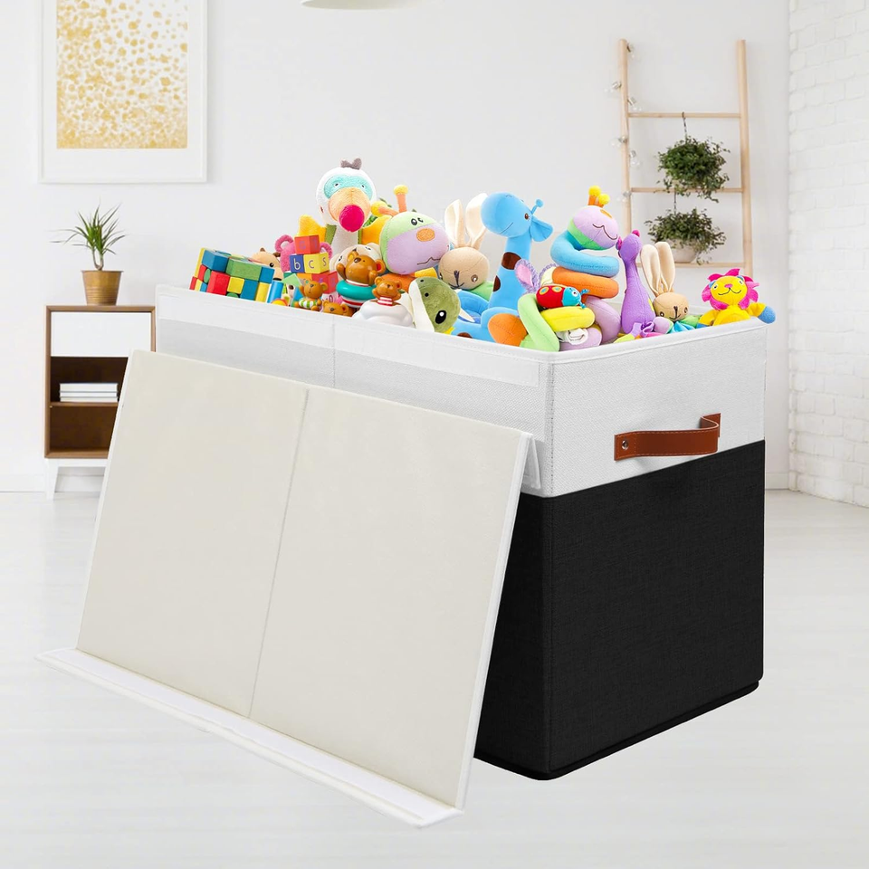 Large Toy Storage Box with Lid, Sturdy Toys Storage Chest Bin Organizer ...
