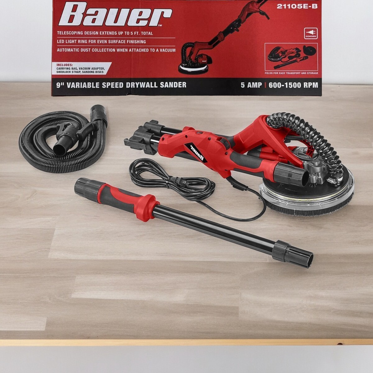 BAUER Drywall Variable Speed Sander 5 Amp 9 In Sanding 1500 RPM ...