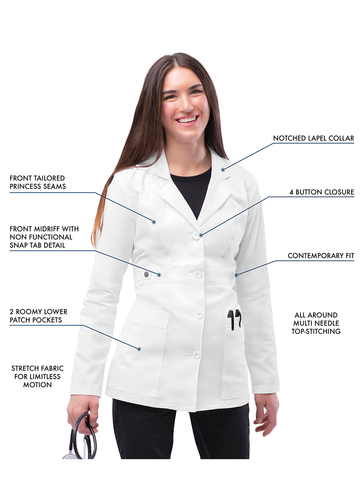 Adar Universal Stretch Lab Coat for Women - 28" Tab Waist Lab Coat for ...