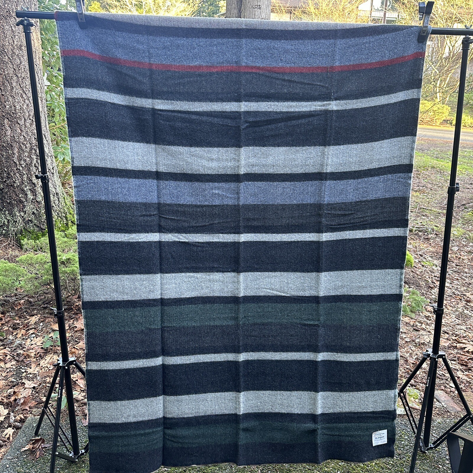 NEW Pendleton Pioneer Single Wool Blanket 90x62” Old Yarn Rare Grey ...