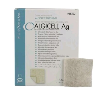 Algicell Ag Silver Calcium Alginate Wound Dressing, 2" x 2" - Box of 10 ...