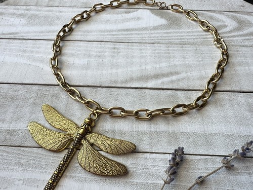 Dragonfly Pendant Cuban Link Chain Chunky Necklace 16” | eBay