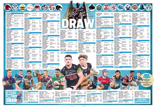 2024 NRL RUGBY ALL TEAMS MATCH FIXTURE POSTER,FREE POST ,BARGAIN, EELS ...
