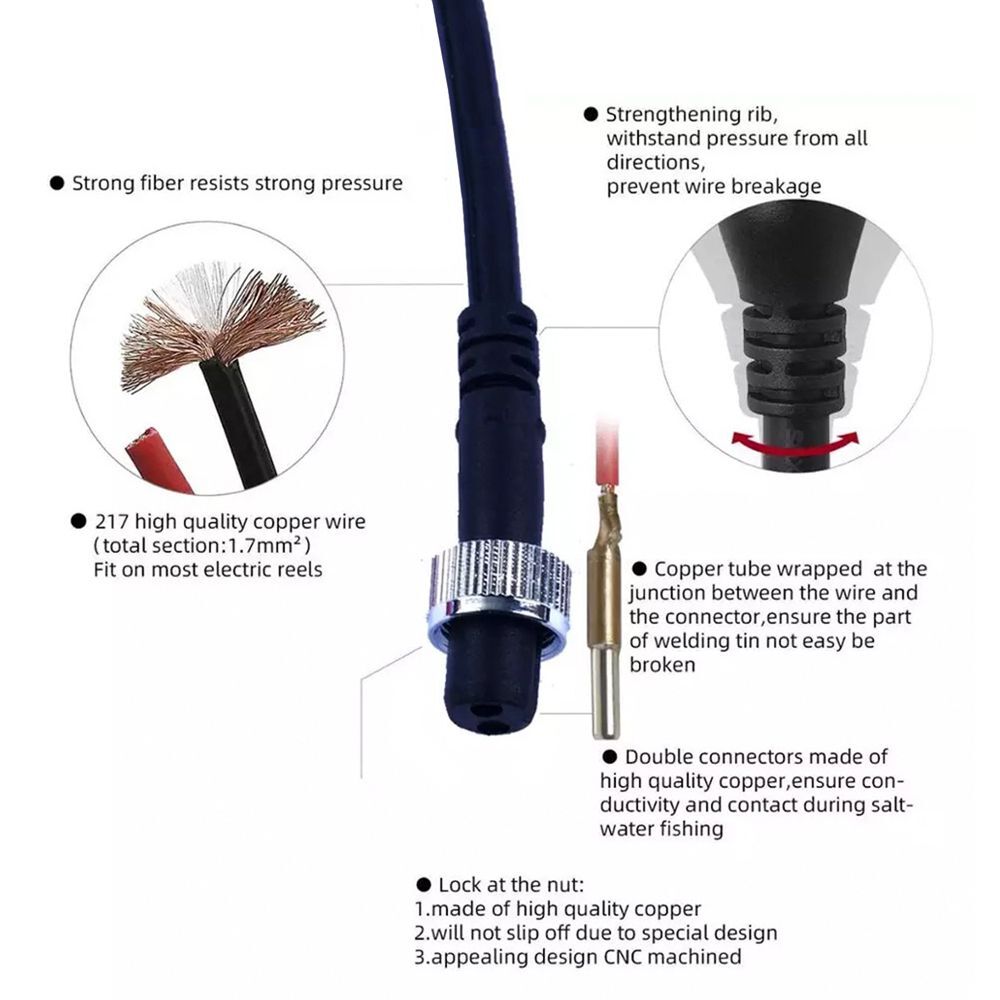 Cord Battery Connection Line Electric Fishing Reel Cable For Shim ano ...