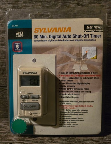 Sylvania 60-Minute Digital Auto Shut-Off Timer 20-Amp SA155 New...Free ...