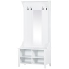 Hallway Furniture Set Shoe Bench Storage Mirror Cabinet Coat Rack w/ 4 ...