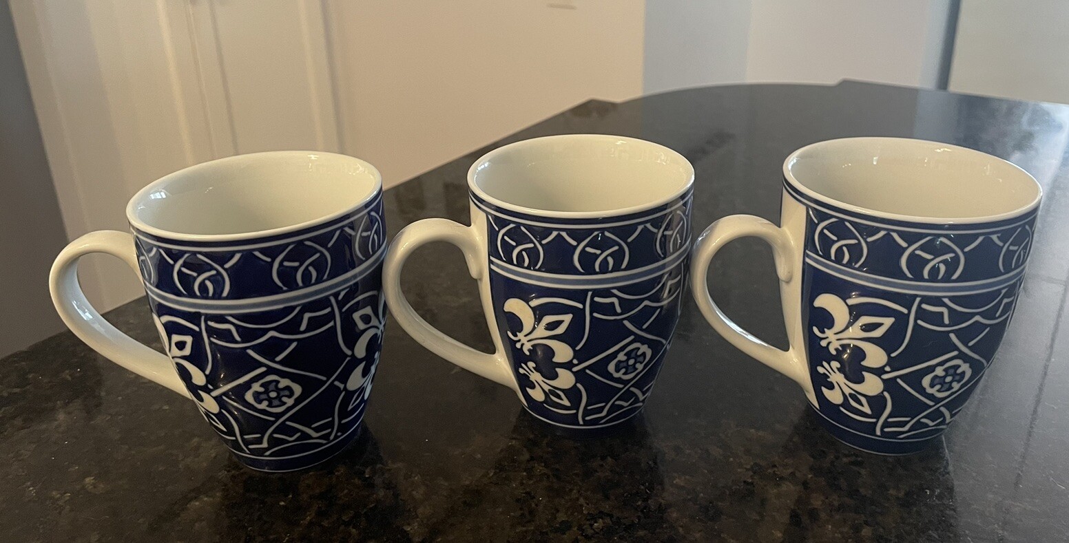 Target Home Catalina Mugs~Blue & White Medallion~Set of Three~ VGUC | eBay
