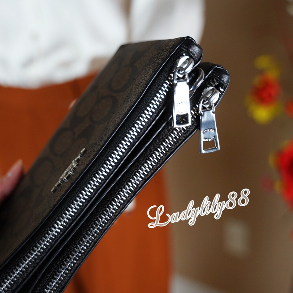 NWT Coach CJ789 CJ790 Double Zip Crossbody in Refine Pebble Leather ...