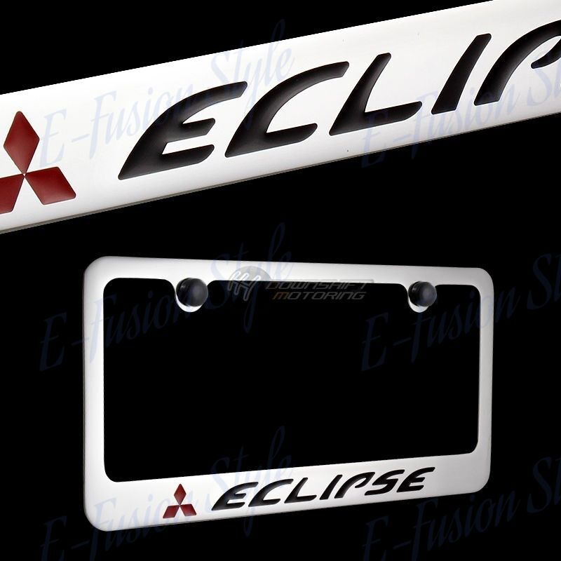 Mitsubishi ECLIPSE Chrome Plated Brass License Plate Frame with 2 Black ...