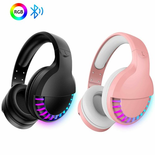 RGB Wireless Bluetooth 5.0 Headphones Noise Cancelling Over Ear Headset ...