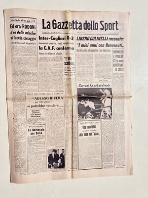 Journal Screen Sport 2 April 1968 Milan Party Scudetto-Burruni-Libero ...