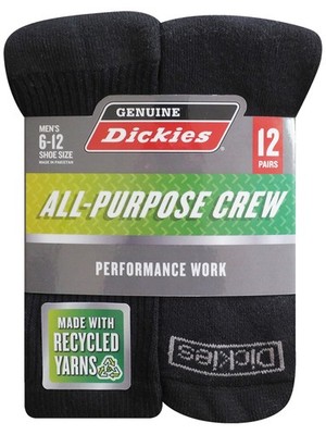 Genuine Dickies Men's Value Work Crew Sock, 12 Pack Black Size 6-12 | eBay