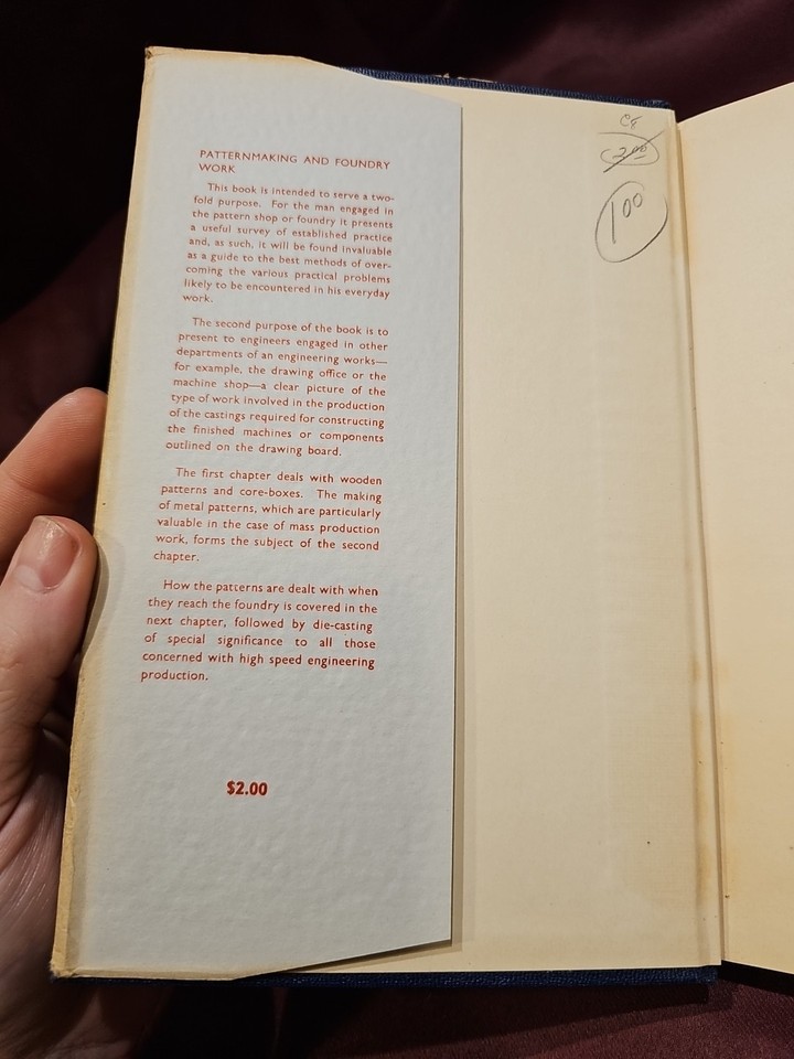 Pattern Making Foundry Work By E. Milloy Vintage Book 1941 Very Good W ...
