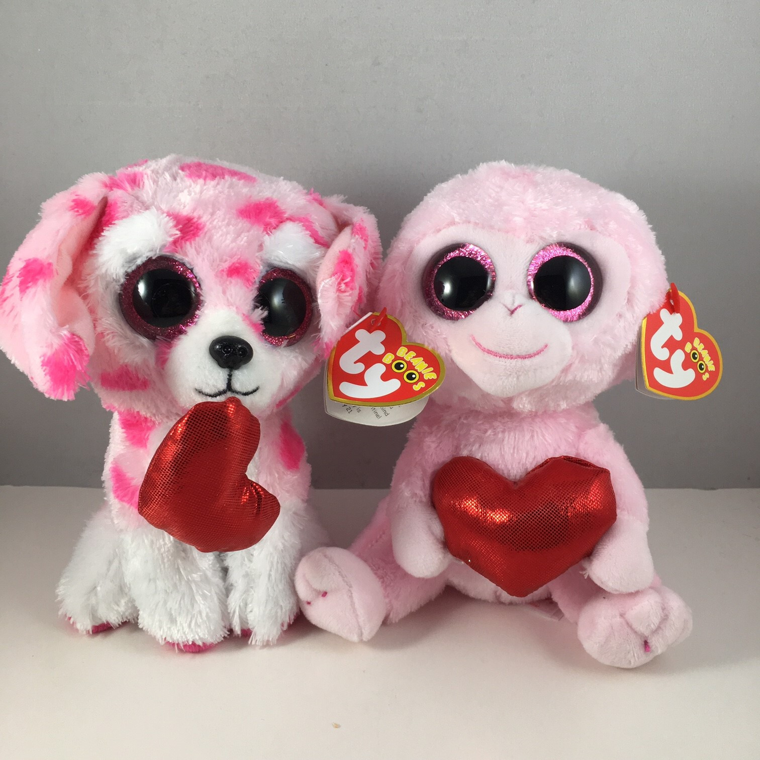 SET of 2 Ty Beanie Boos Valentines Day RORY Dog & GIGI Monkey Stuffed ...