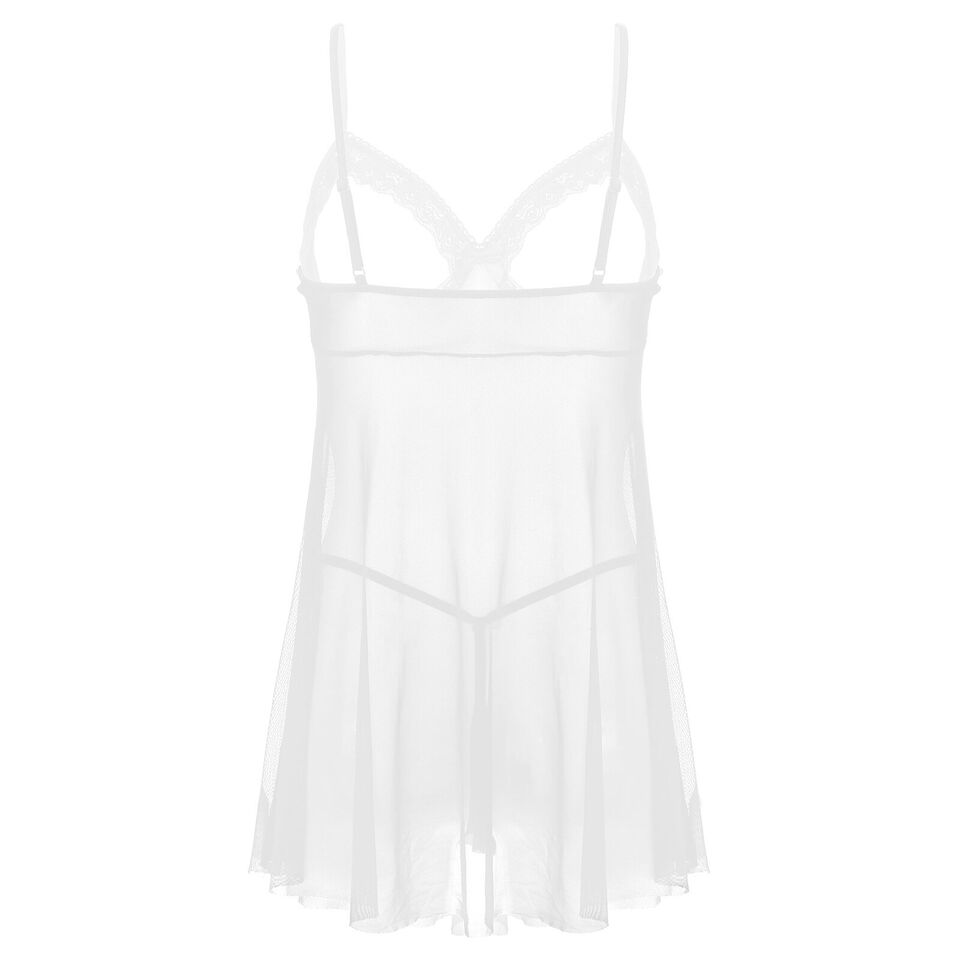 Womens Sexy Lingerie Set Lace Sheer Mesh See Through Crop Tops Briefs