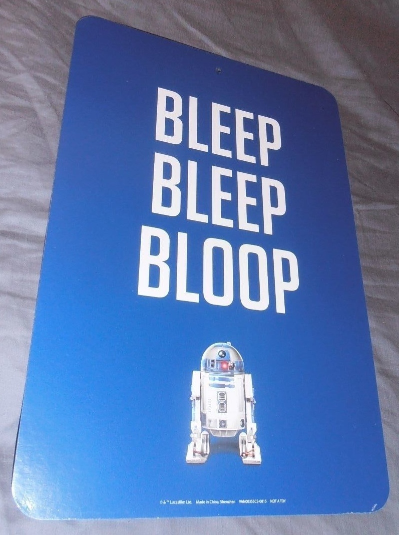 STAR WARS R2D2 Two Sided Wall Sign 12x8 BLEEP BLEEP BLOOP New Movie ...